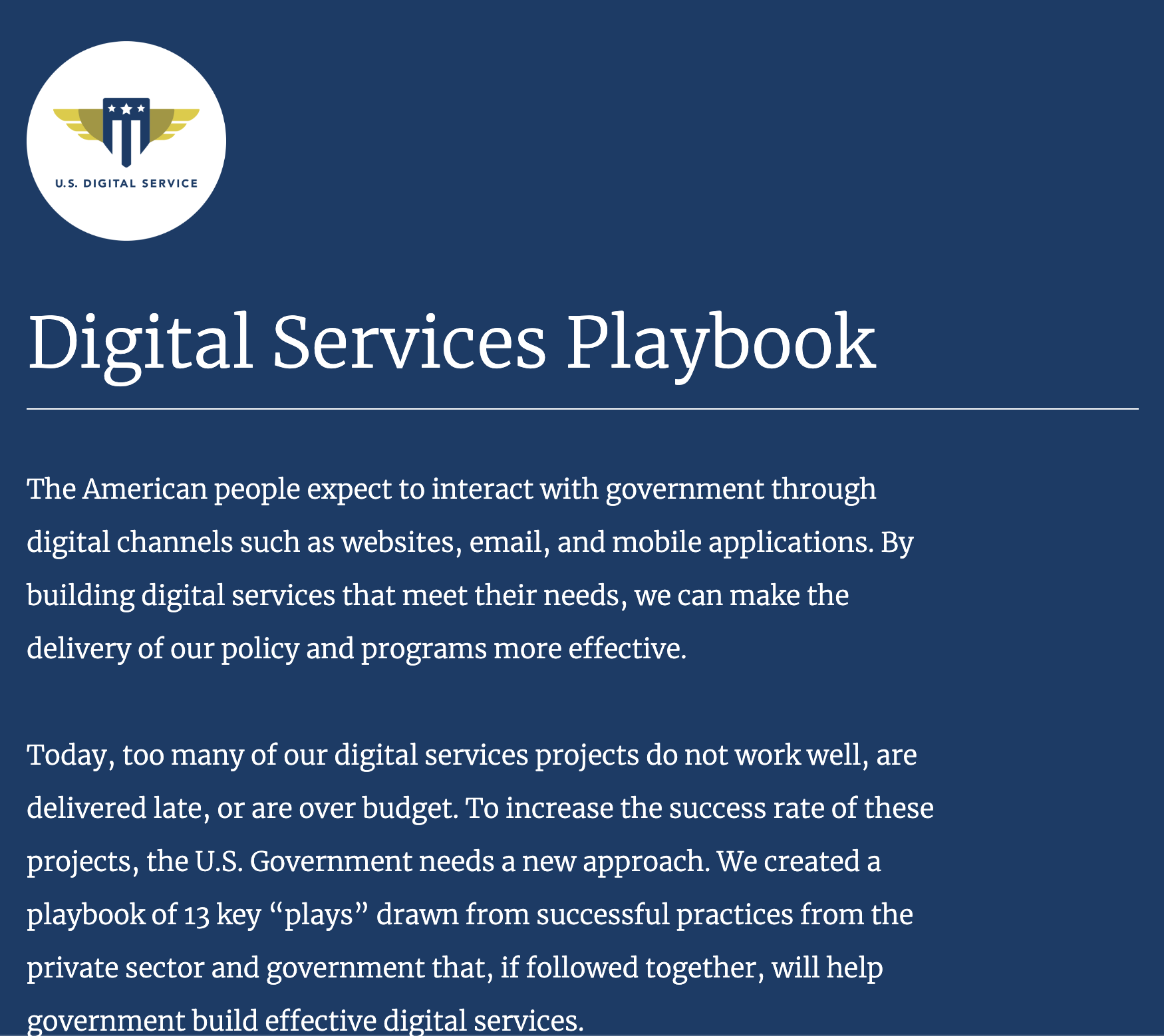U.S. Digital Services Playbook - G